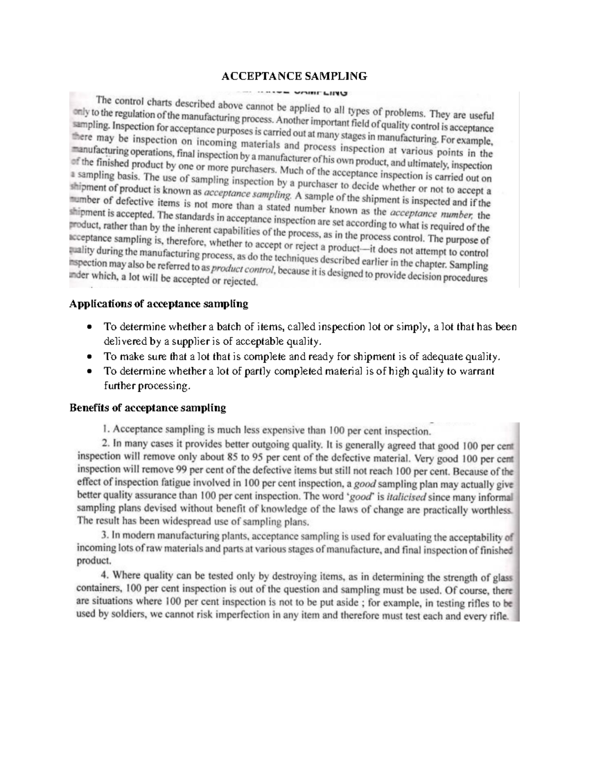 STA 244 3 Acceptance Sampling AND OC Curves - Sampling methods ...