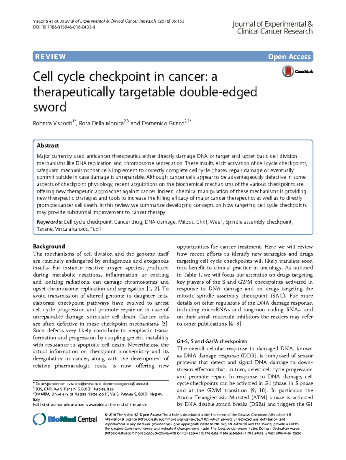 Cell Cycle Checkpoints in Cancer: Targeting Therapeutic Strategies (BIO ...