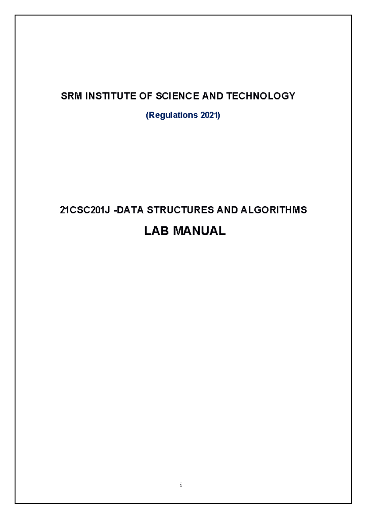 21CSC201J - Data Structures and Algorithms Lab Manual - Studocu