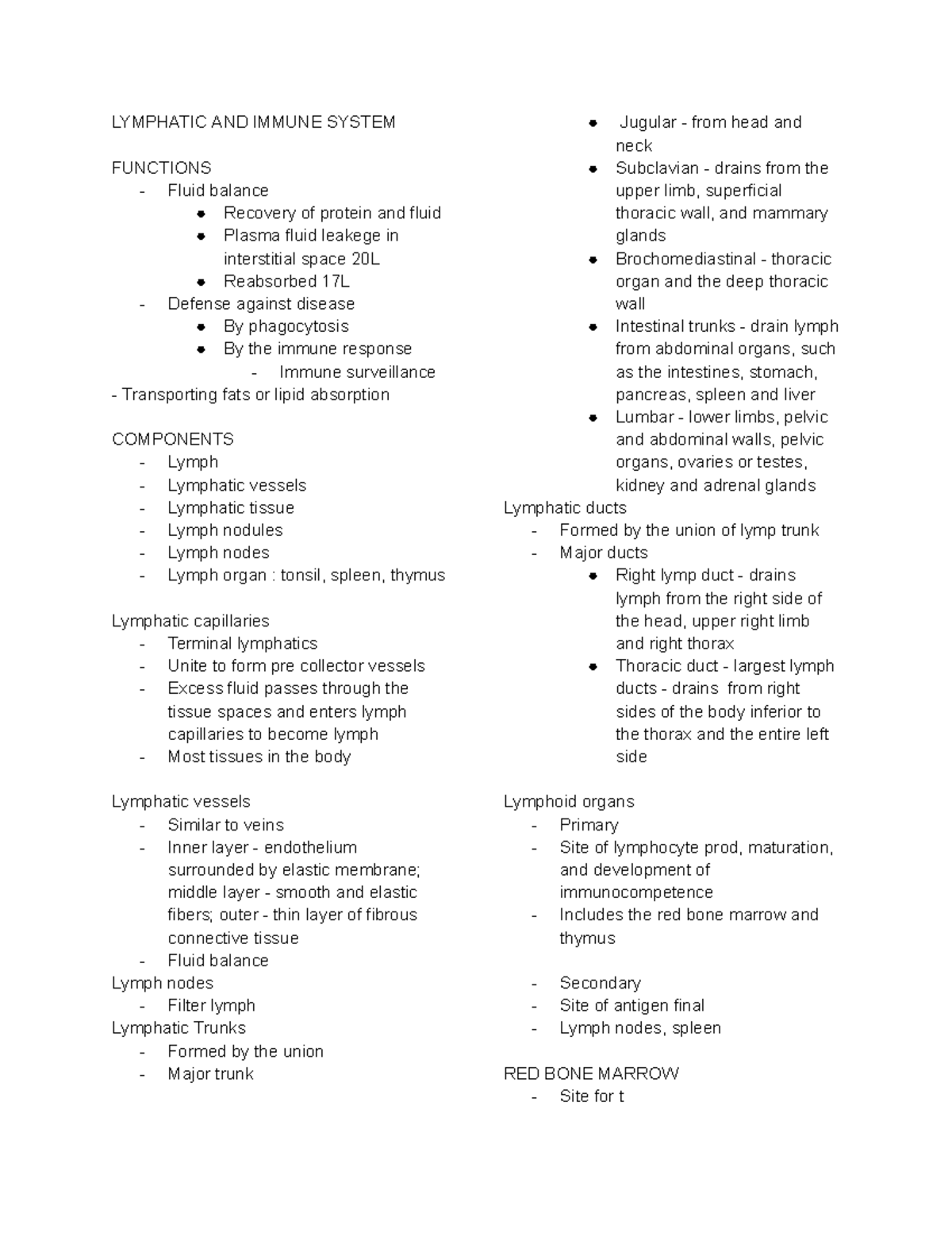 Lymphatic and Immune System Functions: Overview and Key Components - Studocu