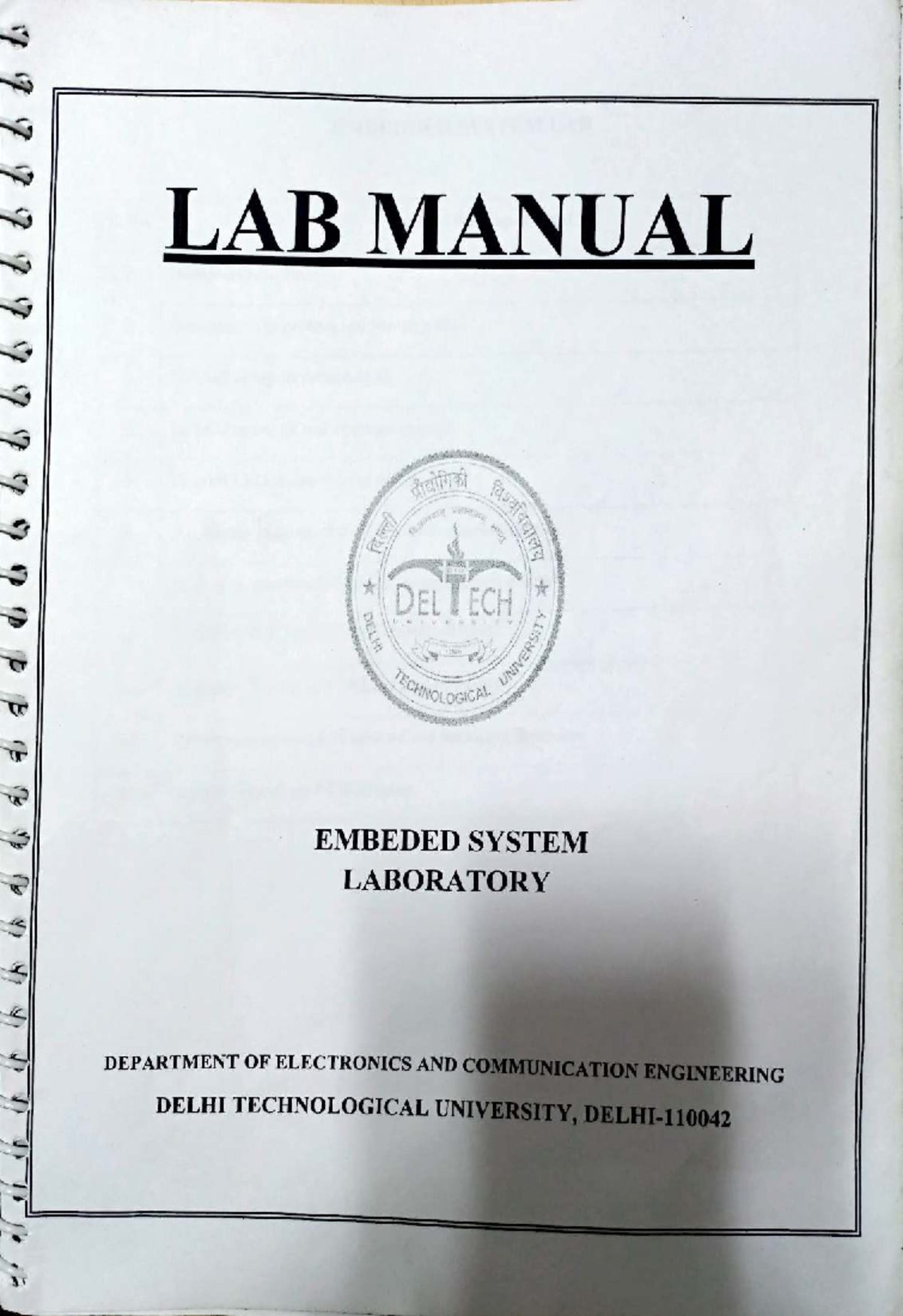 Embedded Systems Lab Manual (EC-101) - Delhi Technological University - Studocu