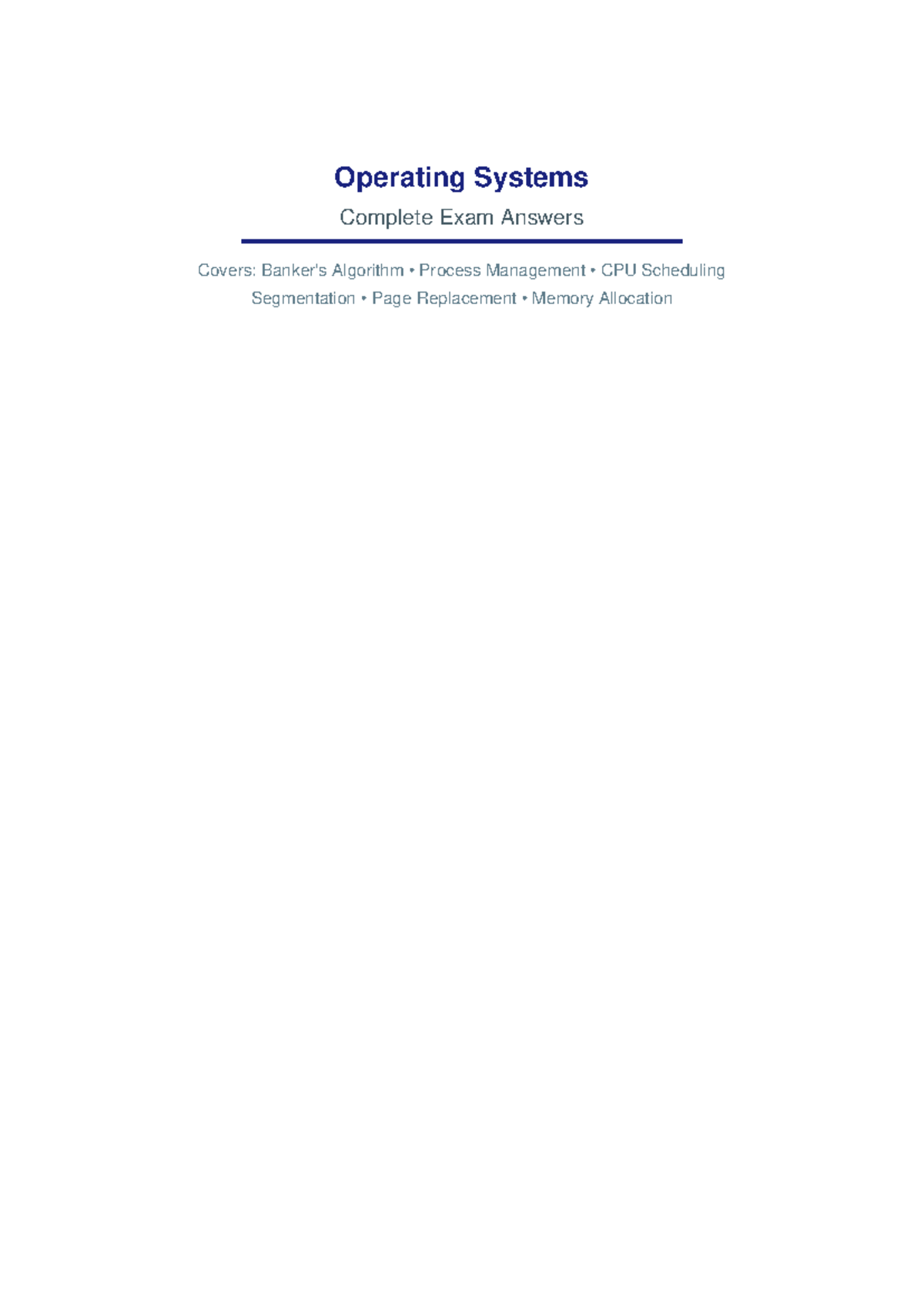 Operating Systems (OS) Complete Exam Answers: Key Concepts & Solutions ...