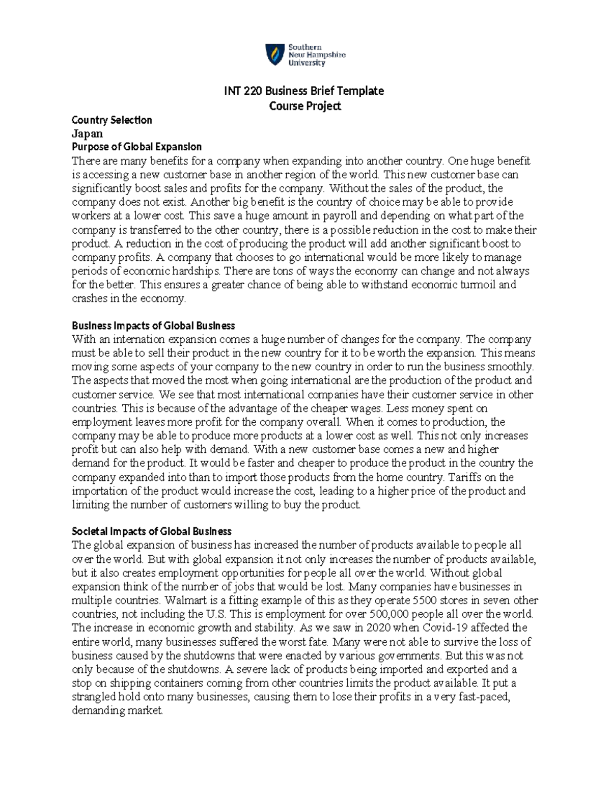 INT 220 module 7-1 final project - INT 220 Business Brief Template ...