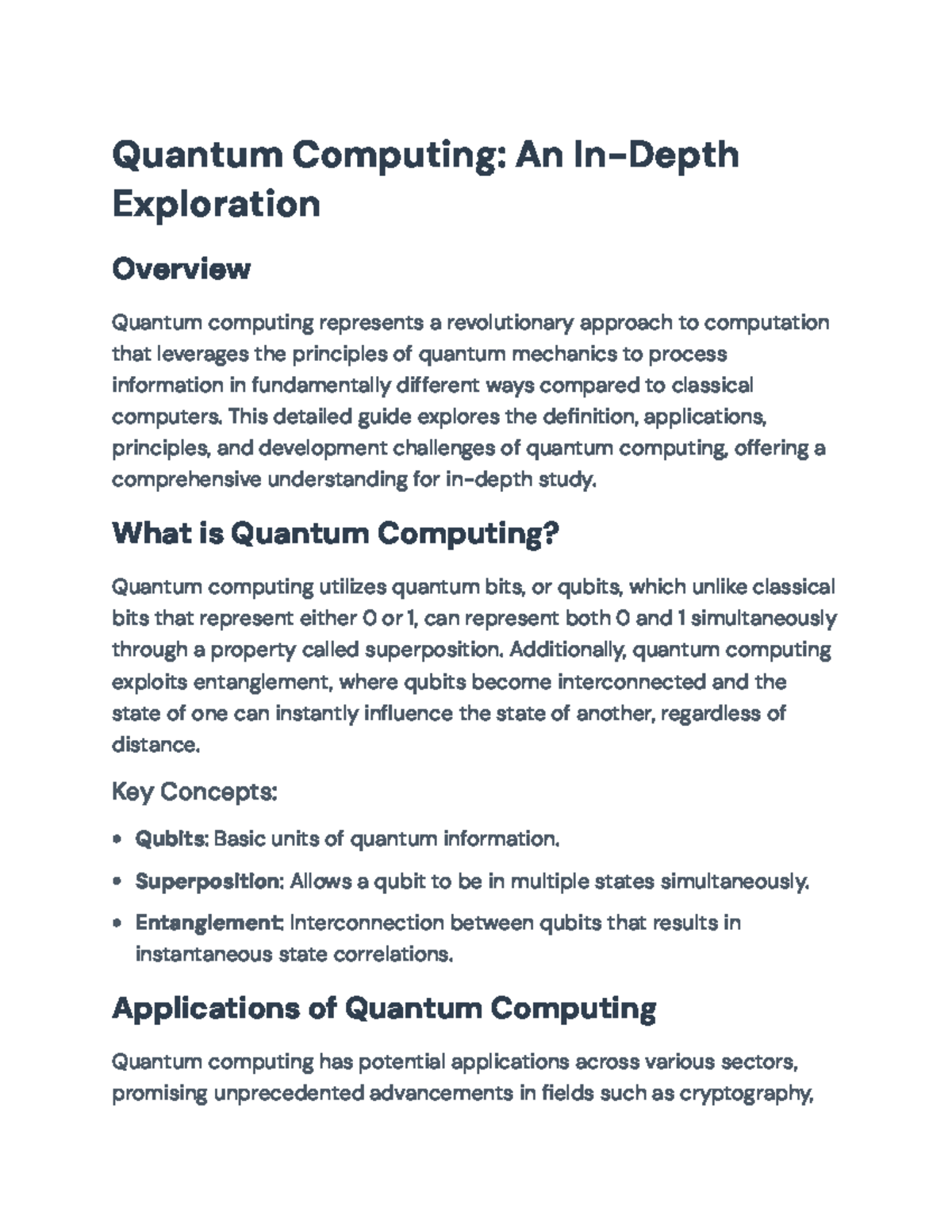 Quantum Computing: Principles, Applications, and Development Challenges ...
