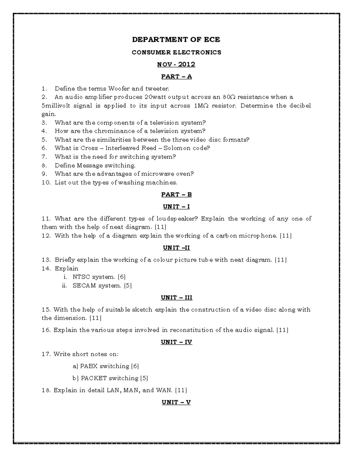 CE(IQ) - Comprehensive Question Bank for Consumer Electronics Units ...