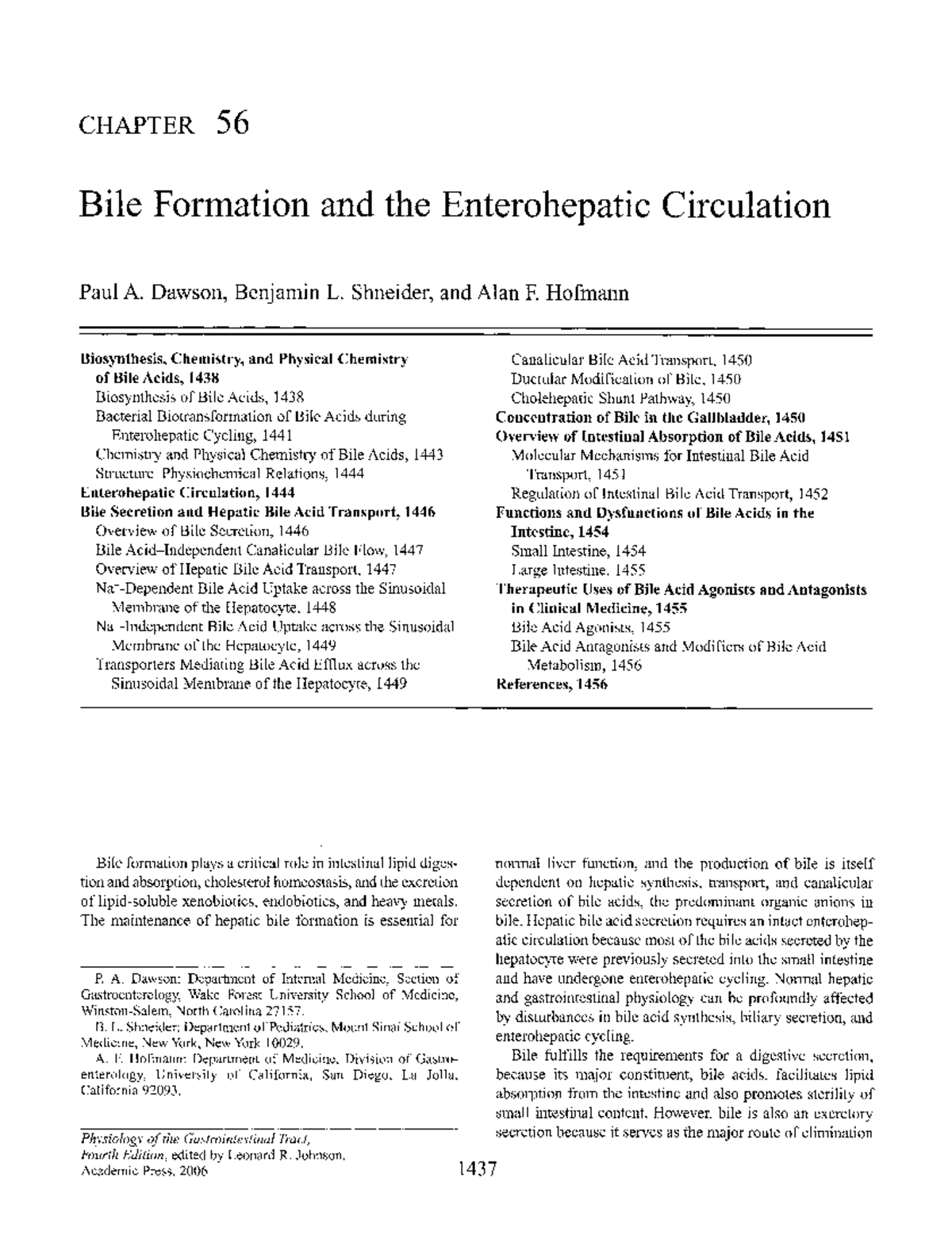 CHAPTER 56: Bile Formation & Enterohepatic Circulation - Studeersnel