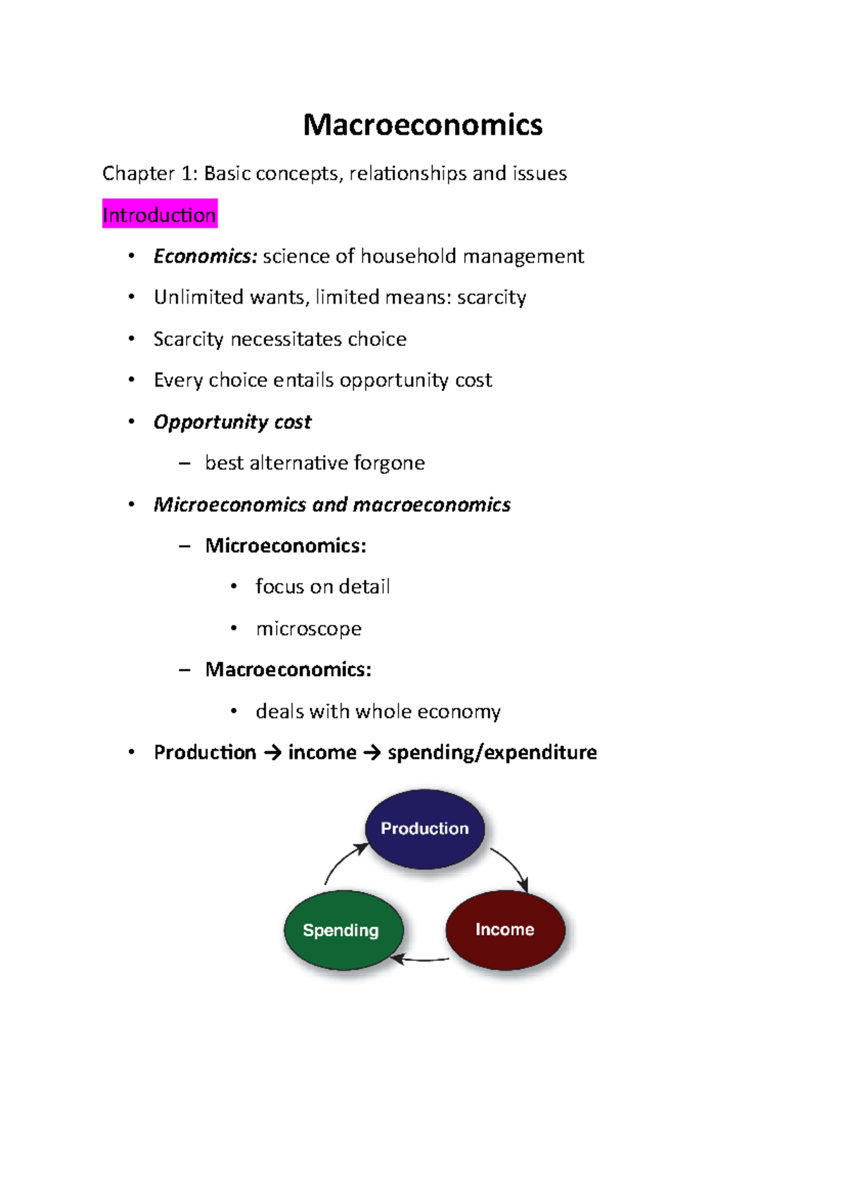 Macroeconomics CH1: Key Concepts, Relationships, and Issues (Summary ...