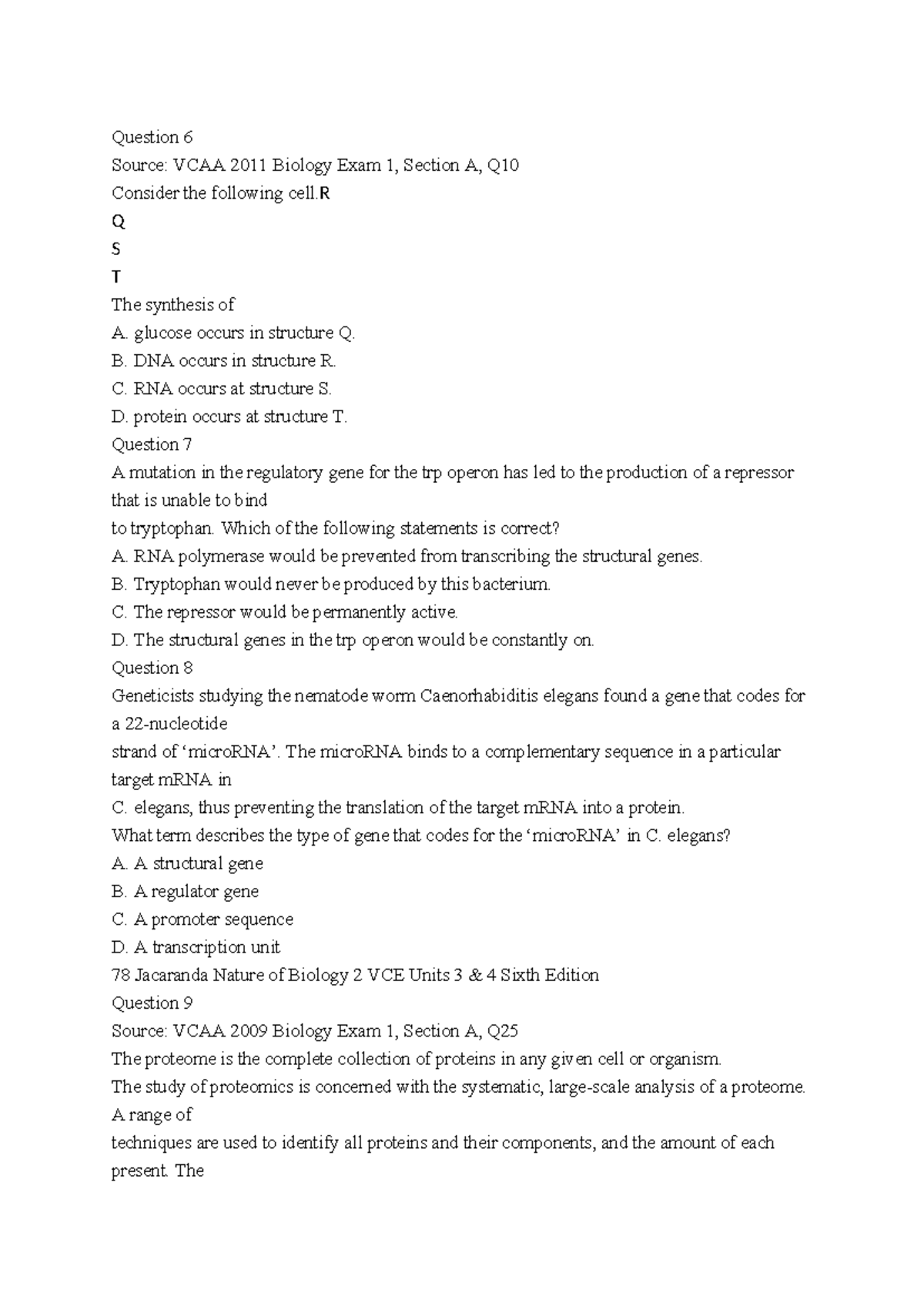 VCE Biology Exam Revision Notes: Cellular Proteins and Genetic ...