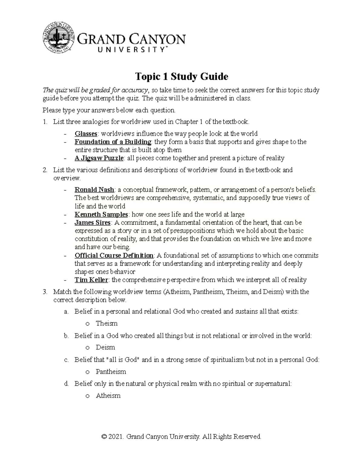 CWV 101 Final Exam Study Guide - The kingdom of God -Is central to Je ...