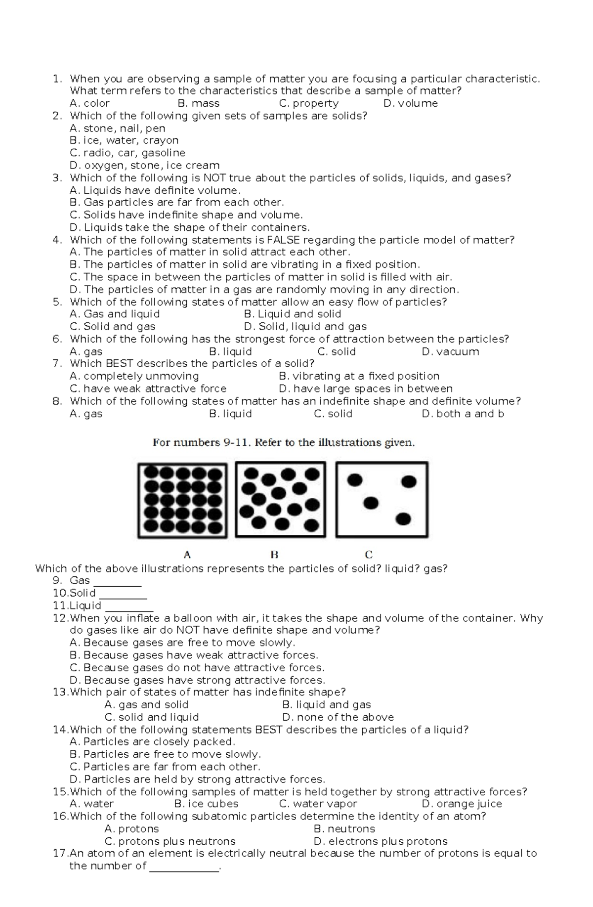 Science 8 - 3rd Quarter Exam Study Guide on Matter and Particles - Studocu