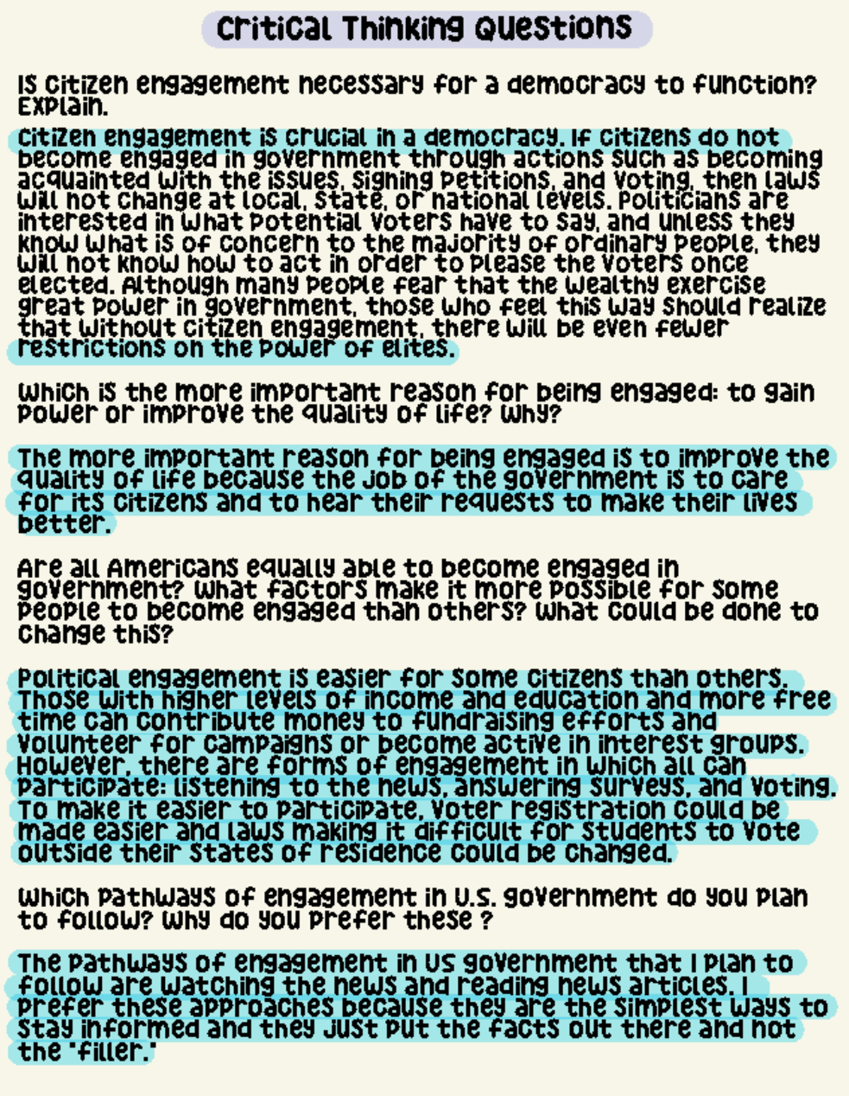 Chapter 1 - Engaging Citizens in American Government - Studocu