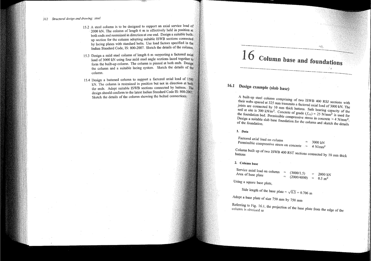 Gusseted & Slab Base Design for Steel Columns (312) - Studocu