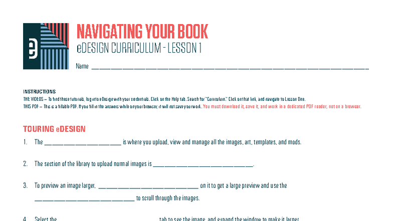 E DESIGN CURRICULUM LESSON 1: NAVIGATING eDESIGN SYSTEM - Studocu