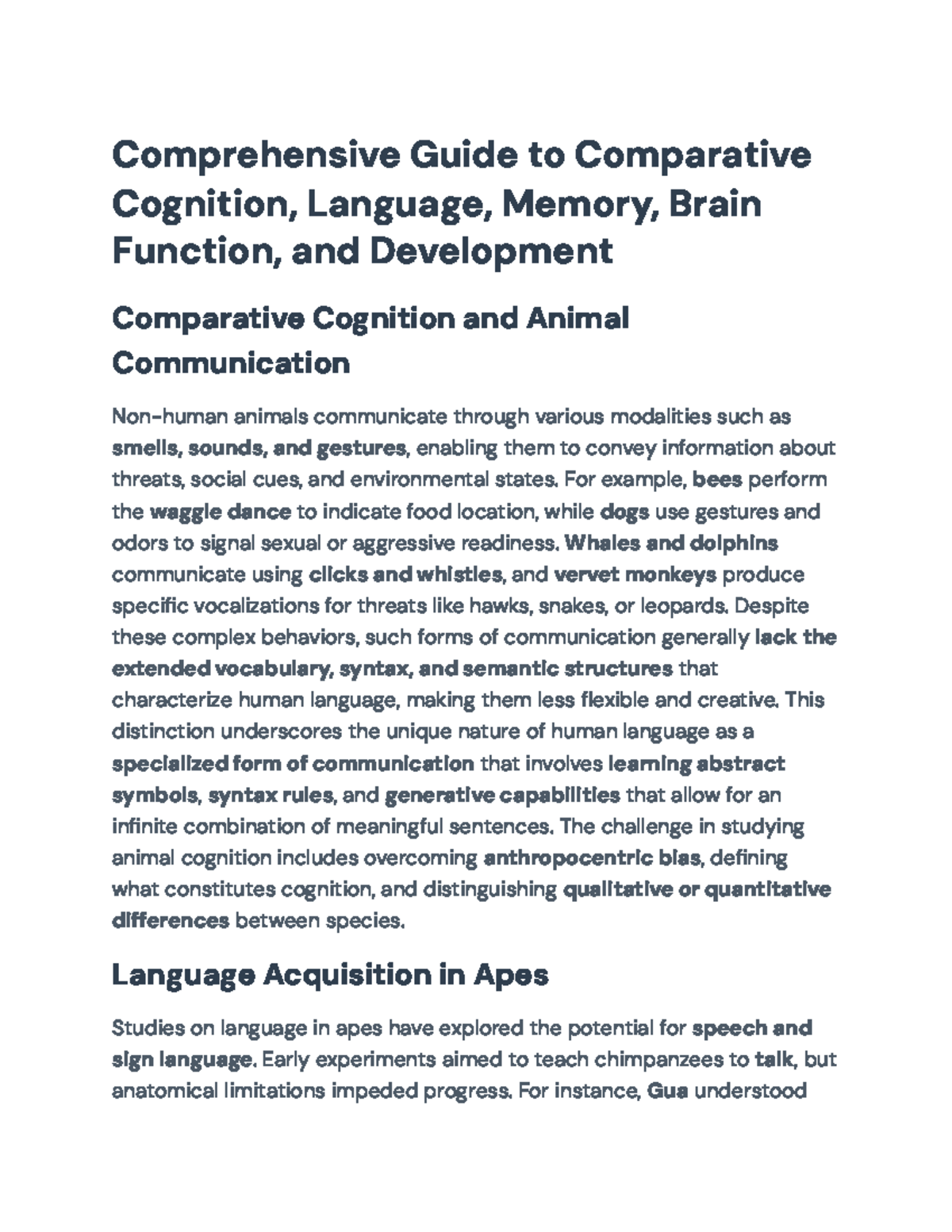 Comprehensive Guide to Comparative Cognition & Learning (PSY 101) - Studocu