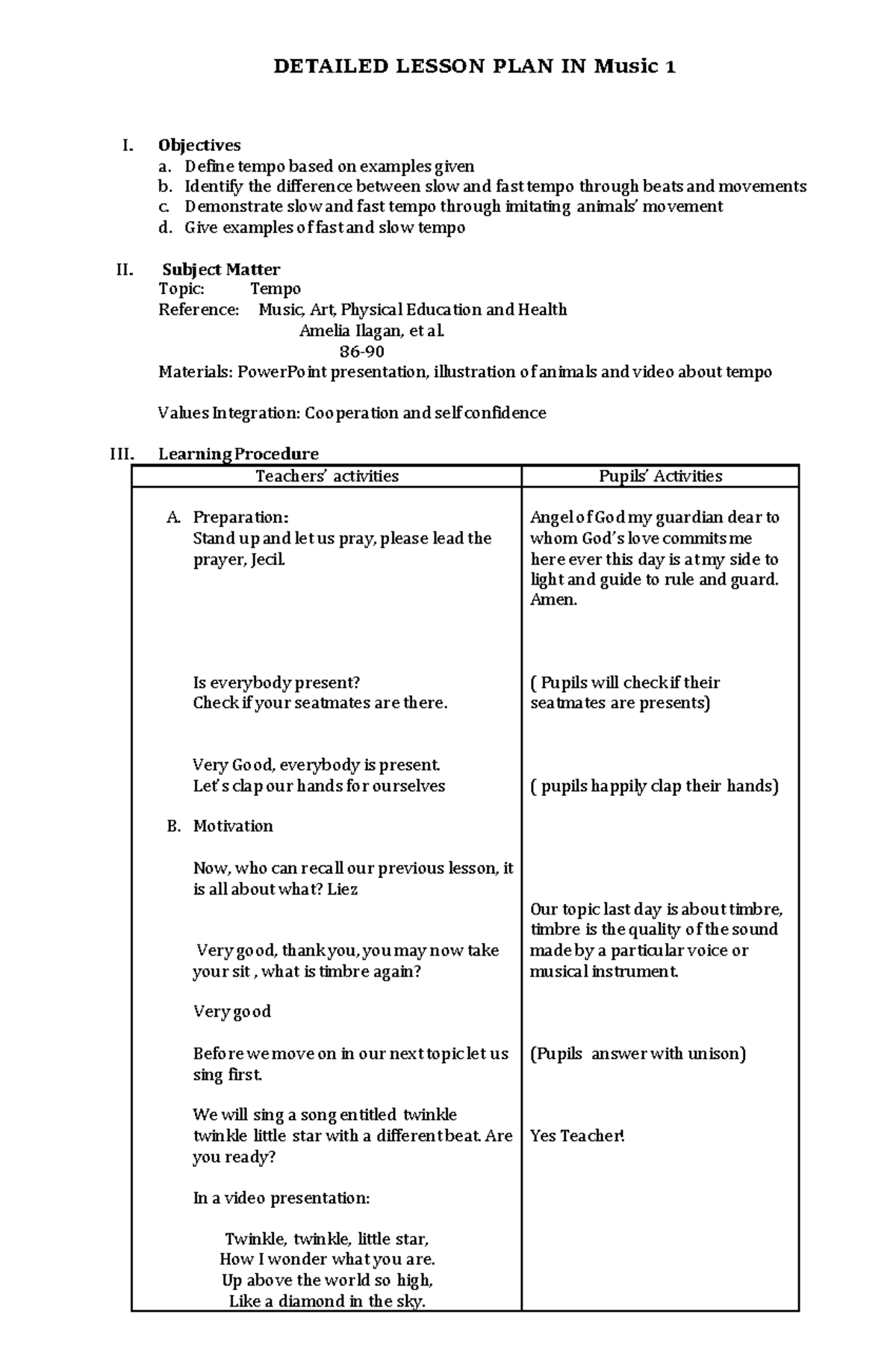 Musiclessonplan-170401000003 - DETAILED LESSON PLAN IN Music 1 I ...