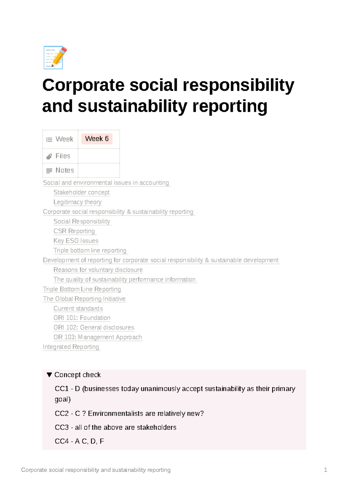 Corporate Social Responsibility Sustainability Reporting Notes Bus