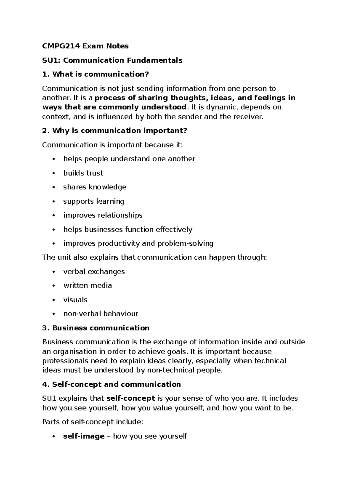CMPG214 Exam Notes SU1: Key Concepts in Communication Fundamentals ...