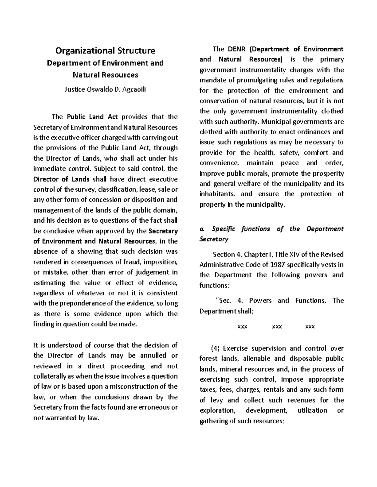 Organizational Structure of DENR: Functions & Responsibilities - Studocu