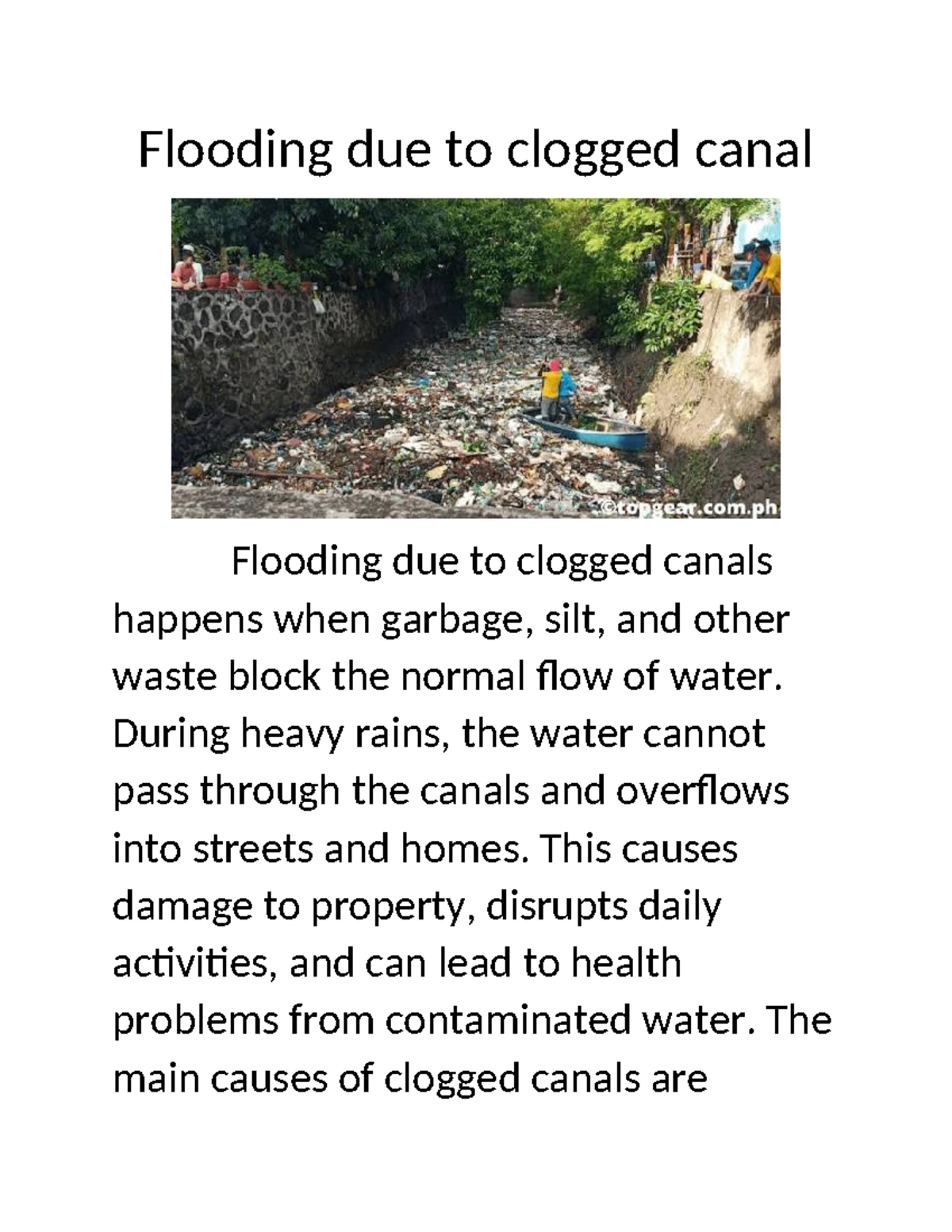 Flooding Prevention Strategies for Clogged Canals (1) - Studocu