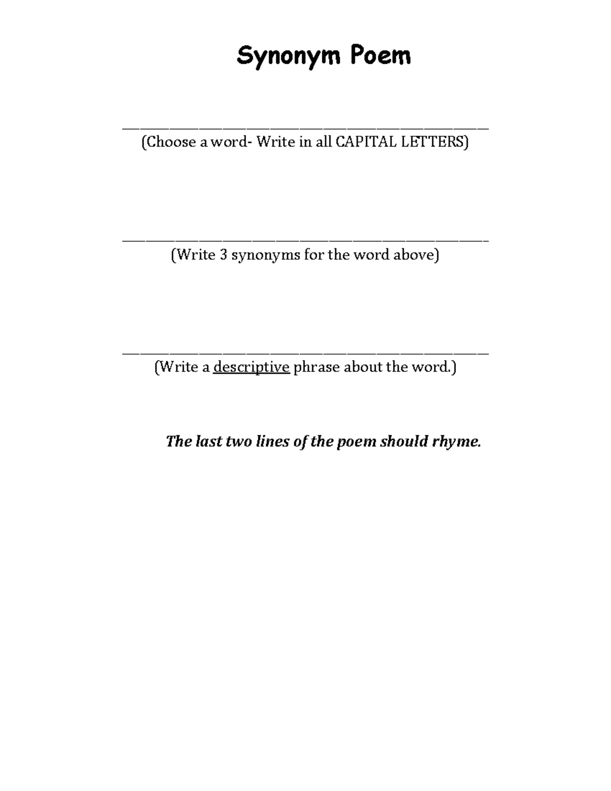 Poetry Templates for Creative Expression: Aaliyah Abrams - Studocu