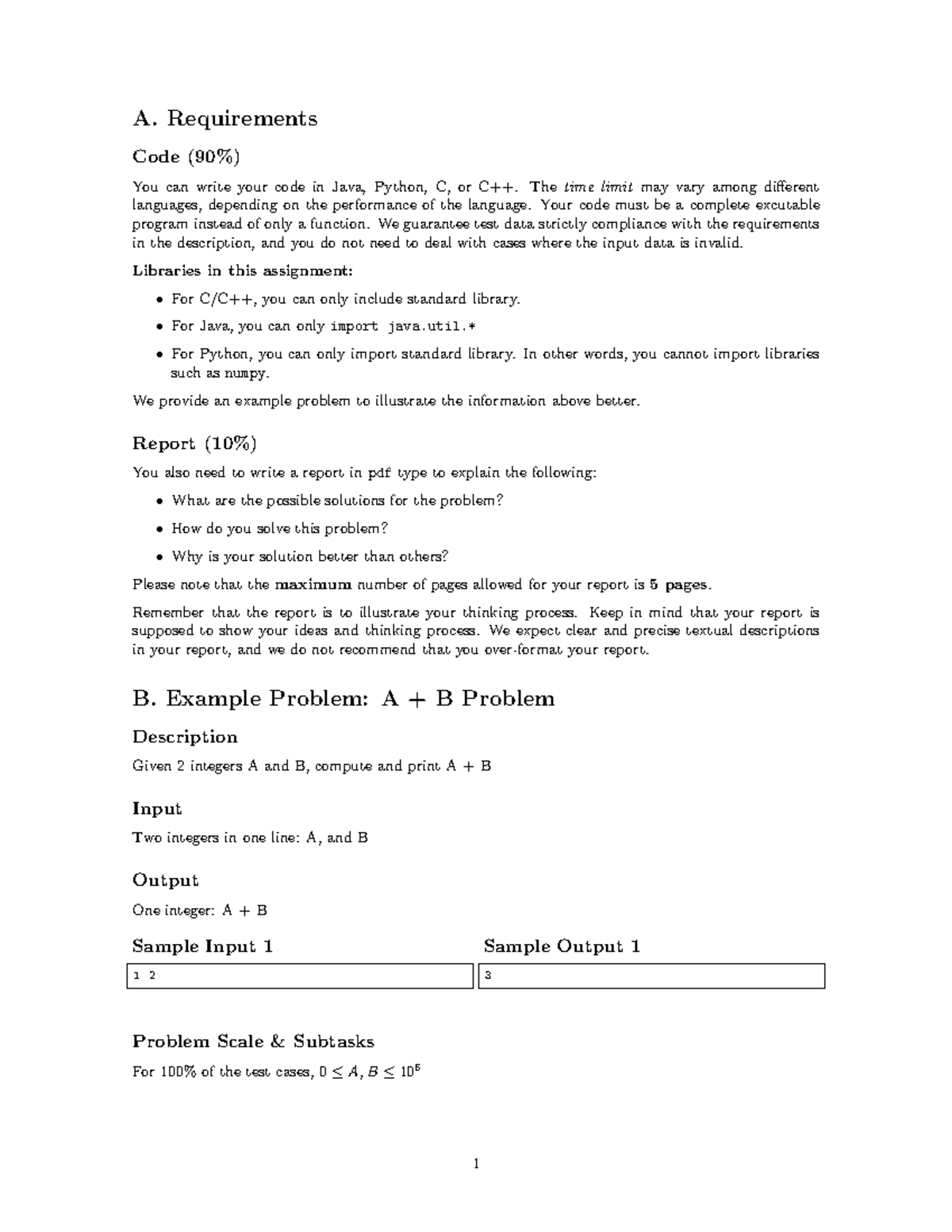 CSC3100 2023Fall Assignment 2 - A. Requirements Code (90%) You can ...
