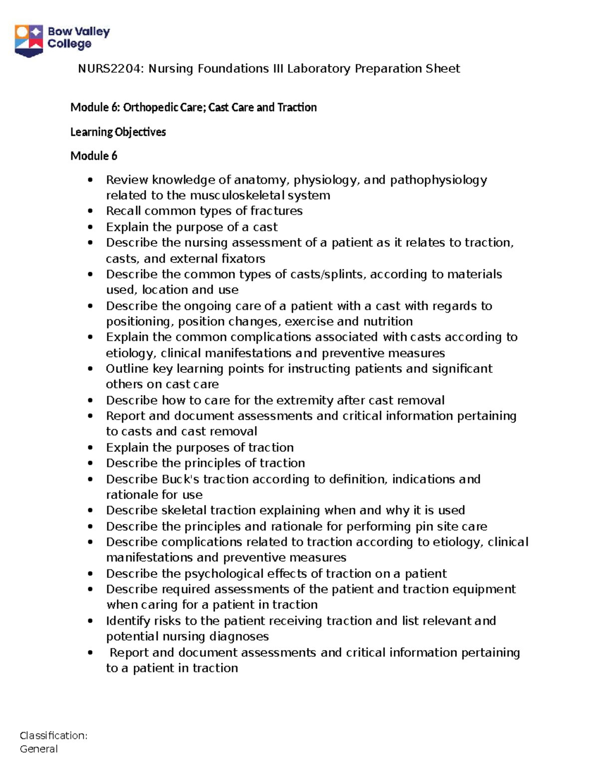 NURS2204: Module 6 Orthopedic Cast Care & Traction Overview - Studocu