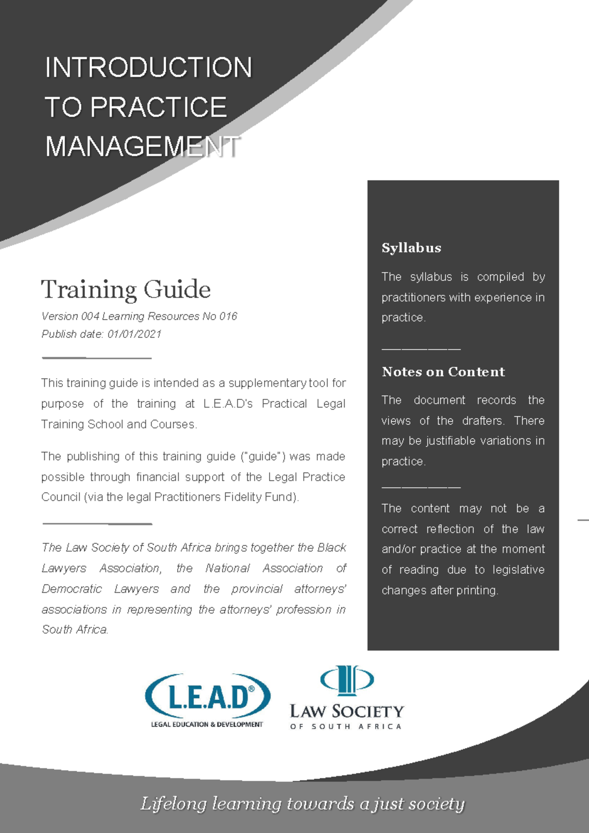 Introduction to Practice Management Training Guide 2021 (Version 004 ...