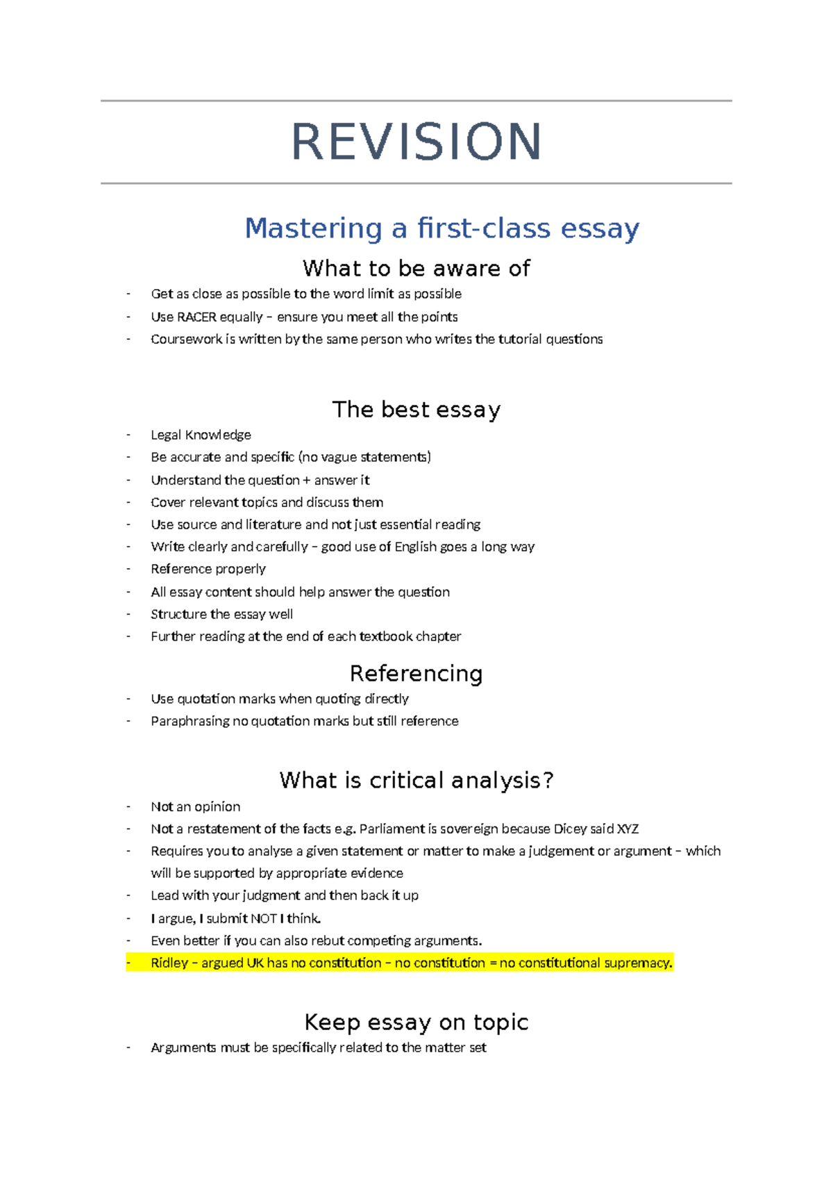 10- Constitutional Revision: Mastering Essay Writing Techniques - Studocu