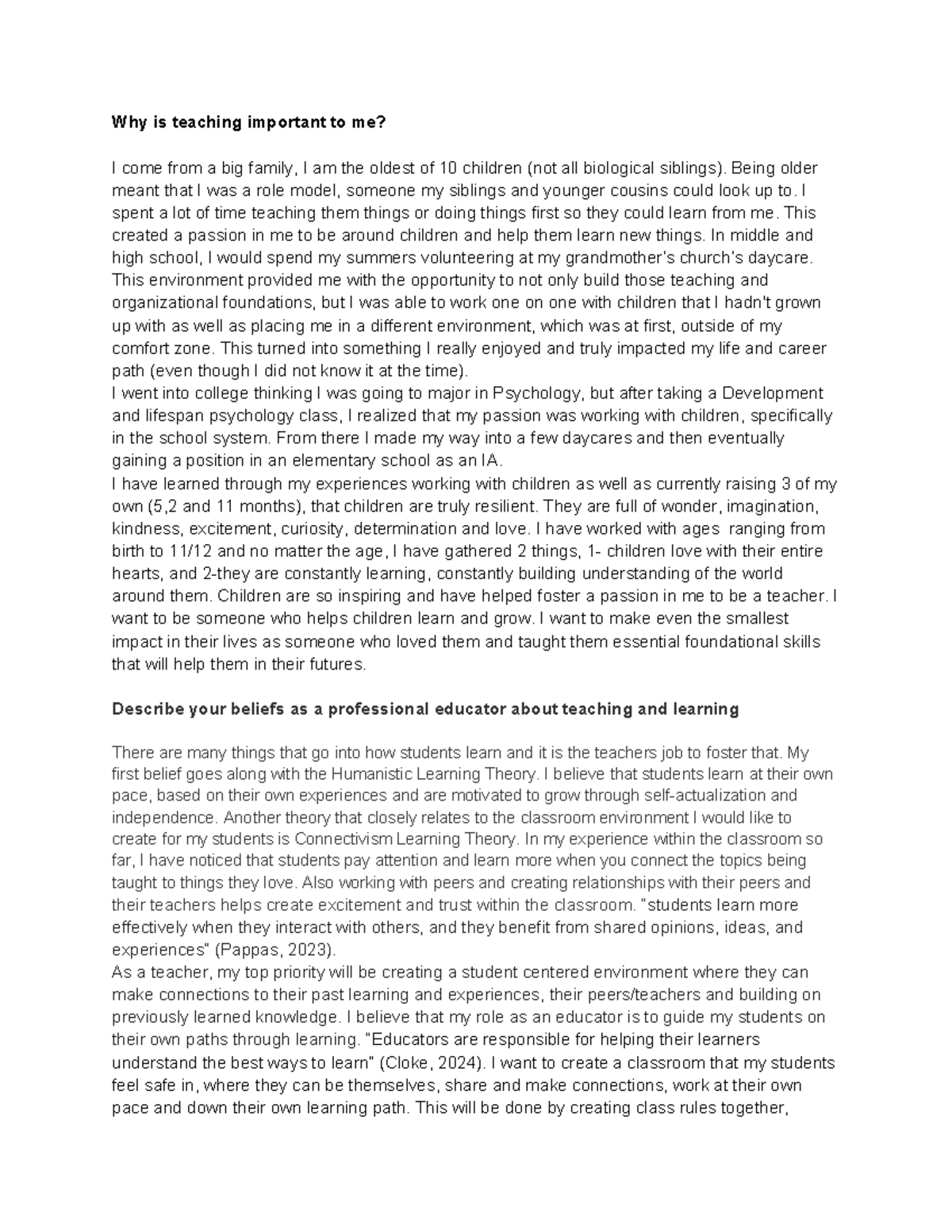 EDU 101: Reflection on My Teaching Philosophy and Practices - Studocu