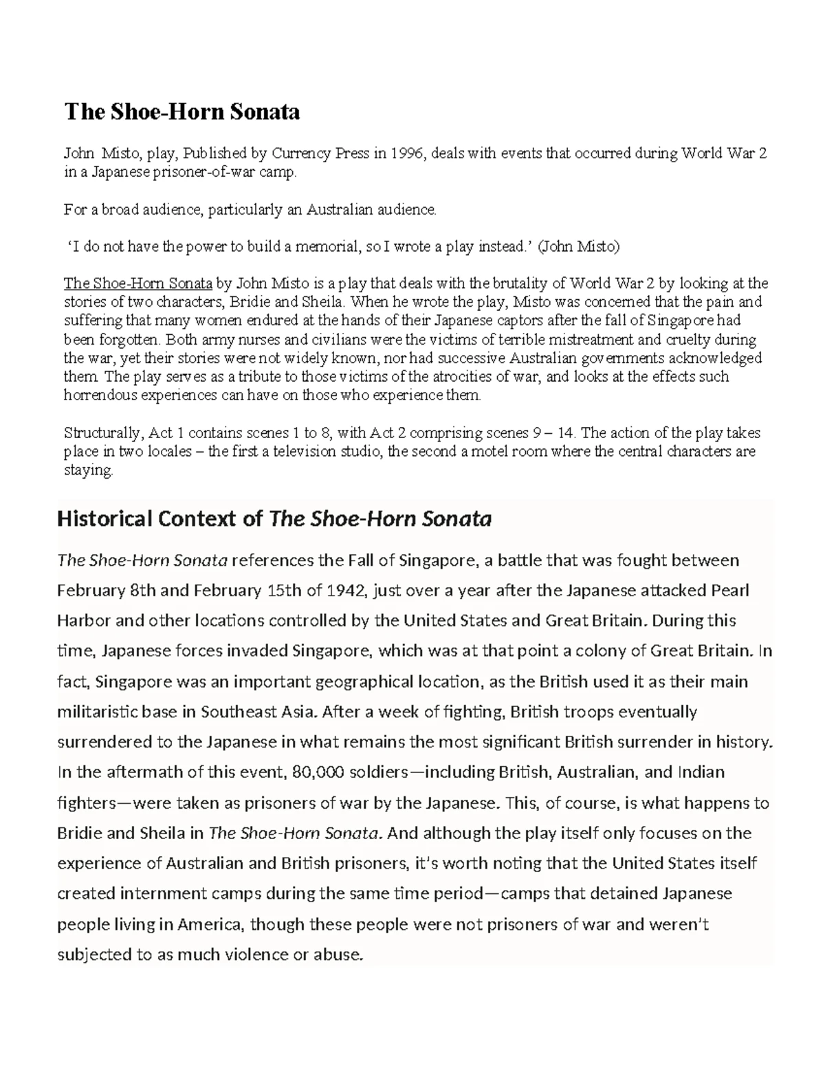 Study Notes: OMAM Context, Themes, and Historical Background - Studocu