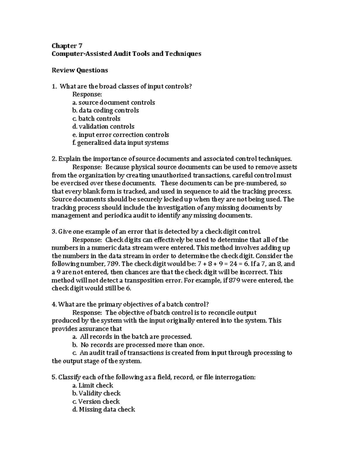 Pdfcoffee - yes - Chapter 7 Computer-Assisted Audit Tools and Techniques Review Questions What ...