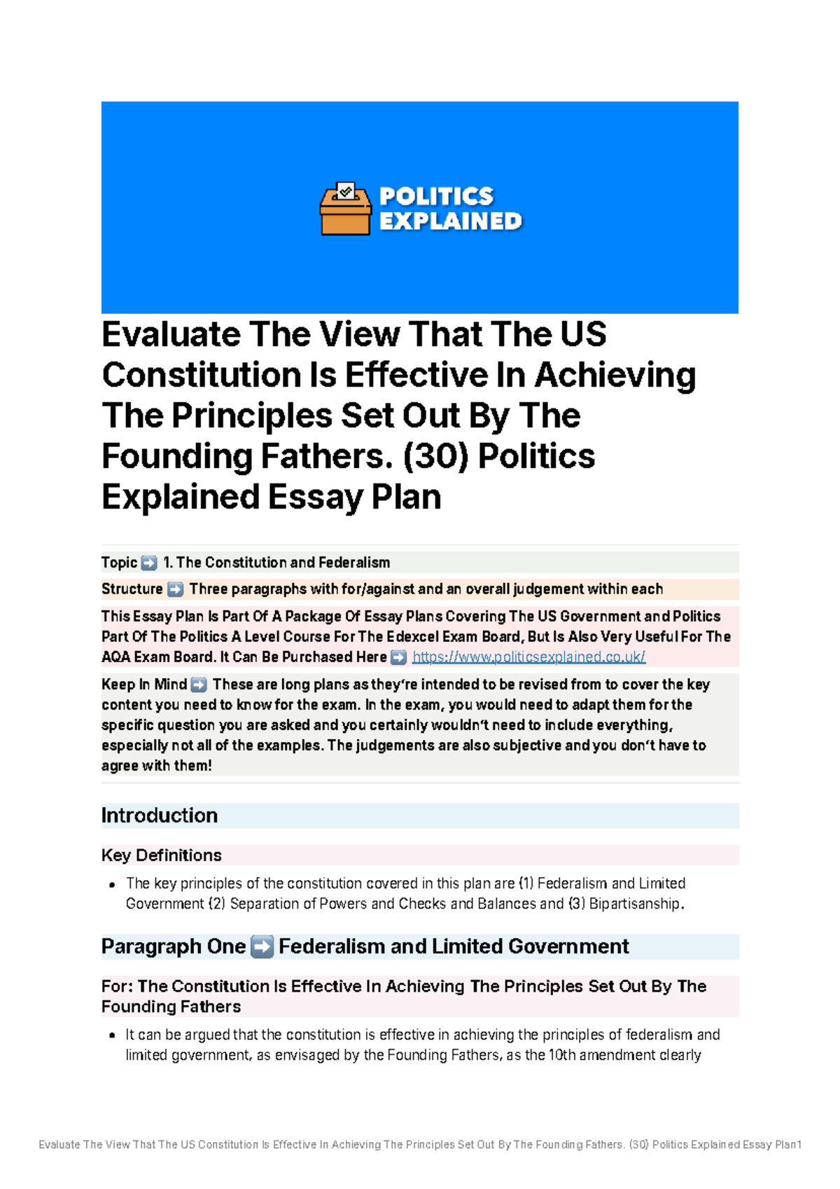 Evaluate the effectiveness of the US Constitution in achieving founding ...