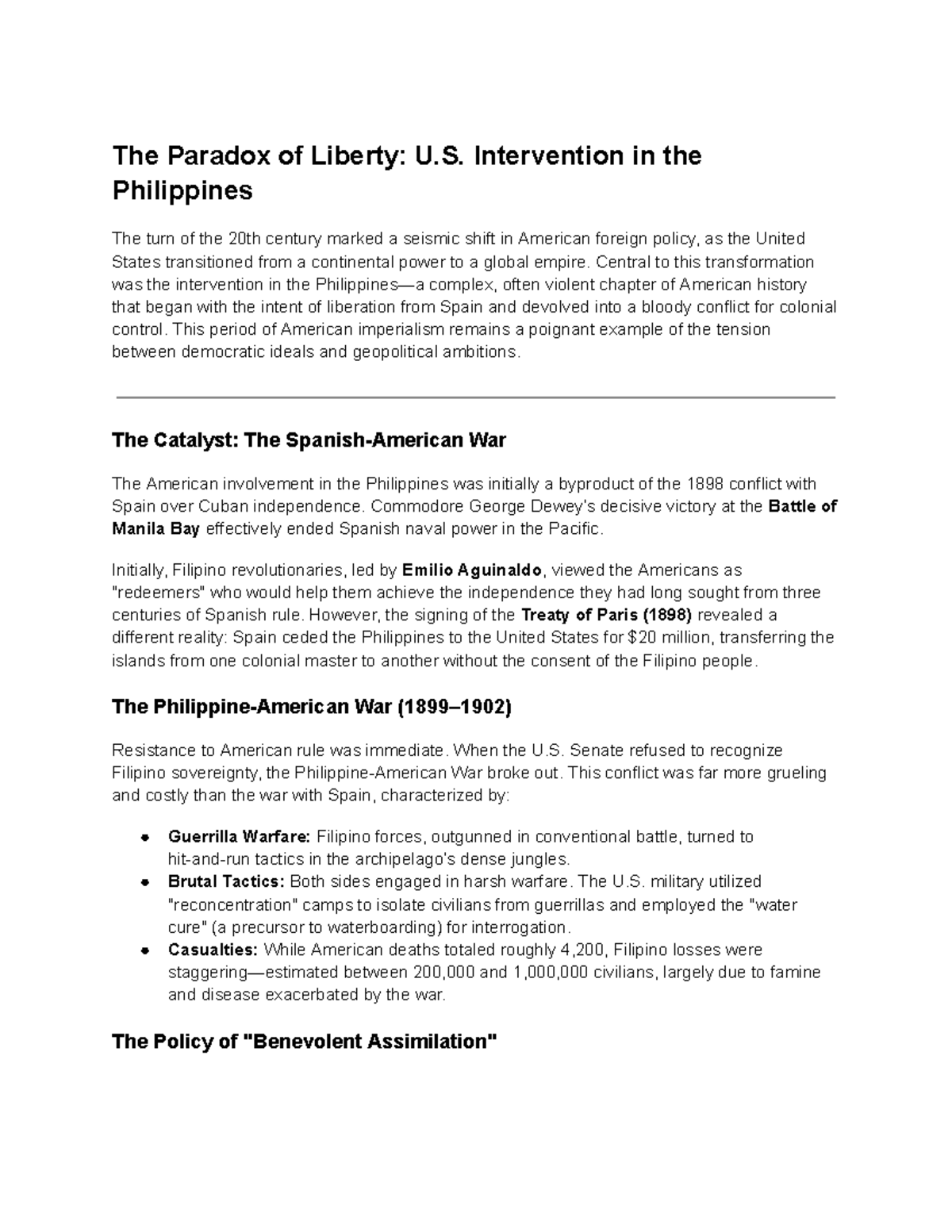 US-Philippines: Examining American Imperialism and Intervention - Studocu