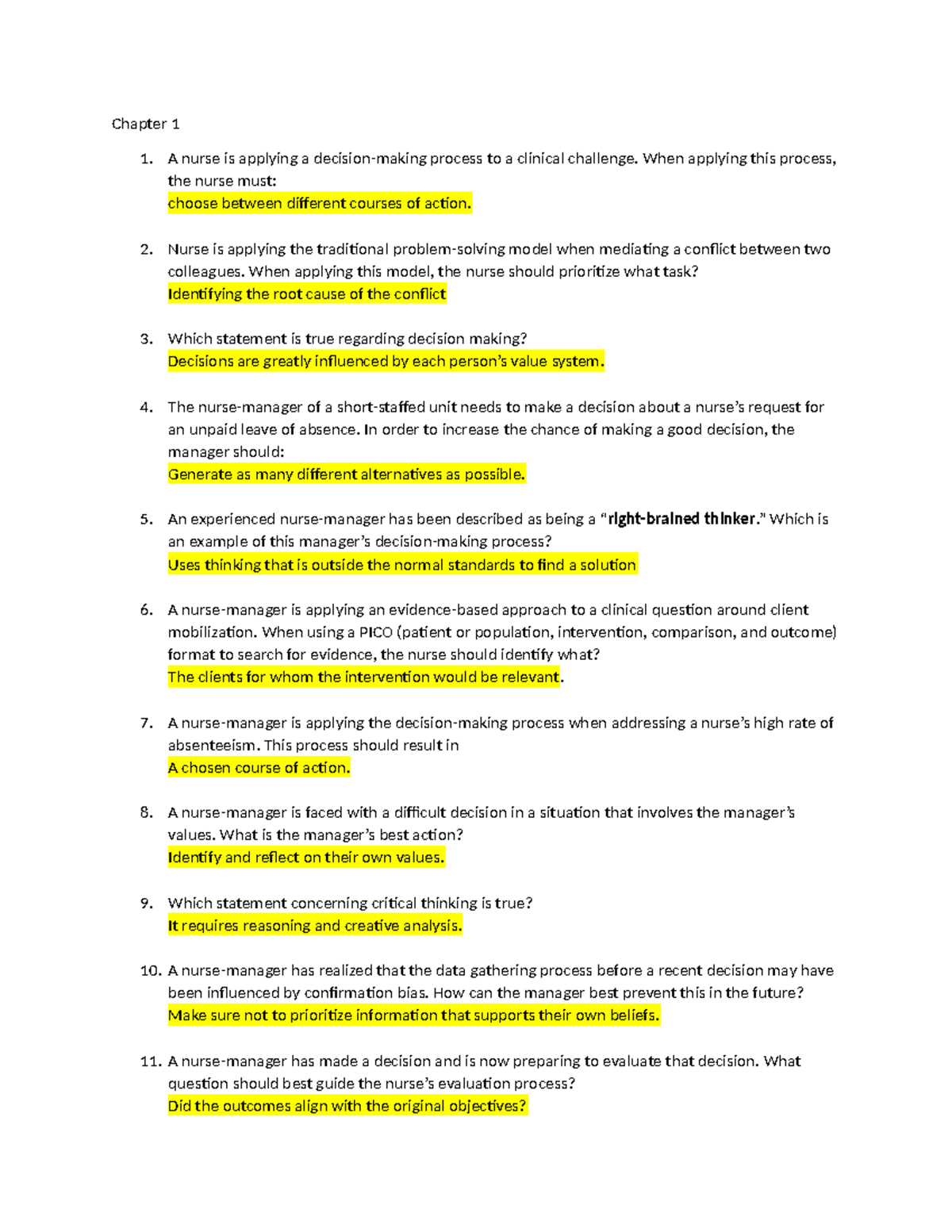 Leadership Study Guide Questions for TEST1 (Chapters 1-3 & 12) - Studocu