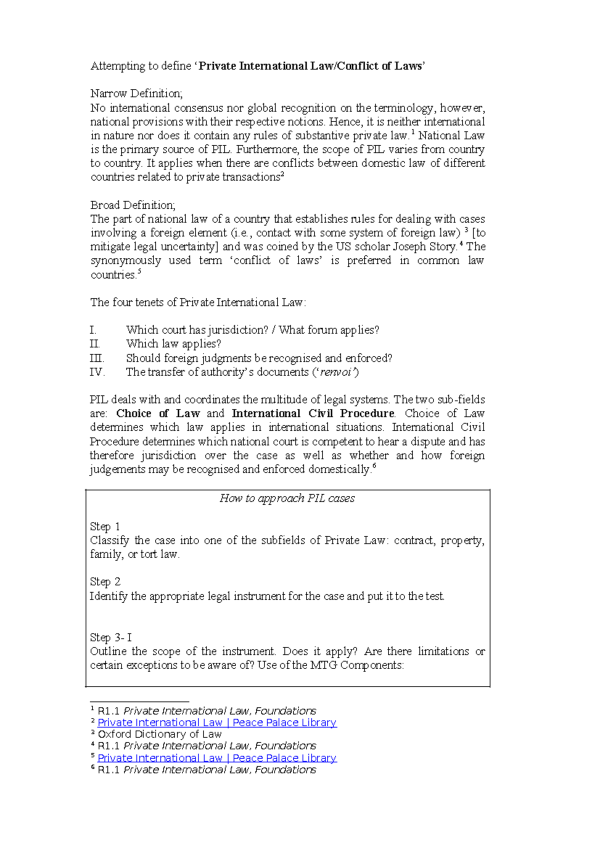 Private International Law (PIL) Overview and Definitions - Studeersnel