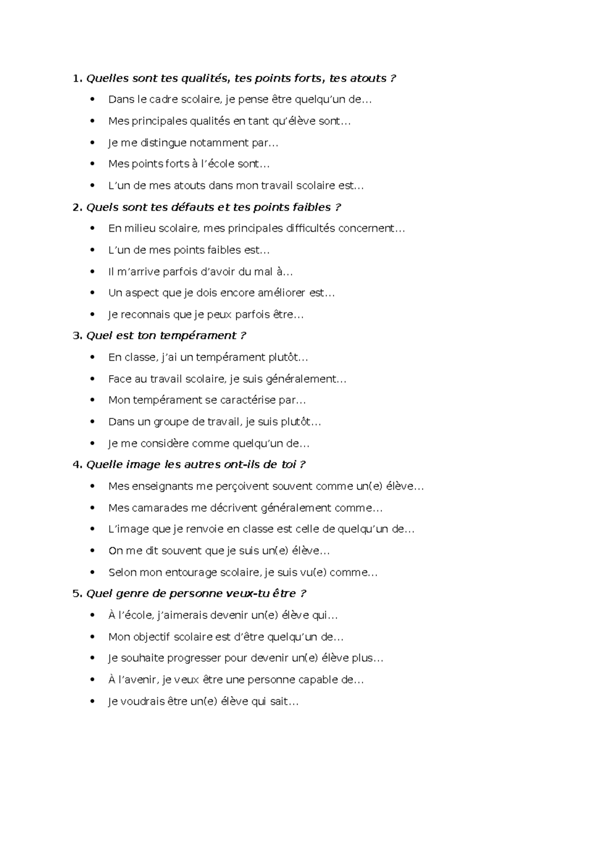 "FR101: Qui suis-je - Questions Pratiques et Réponses" - Studocu