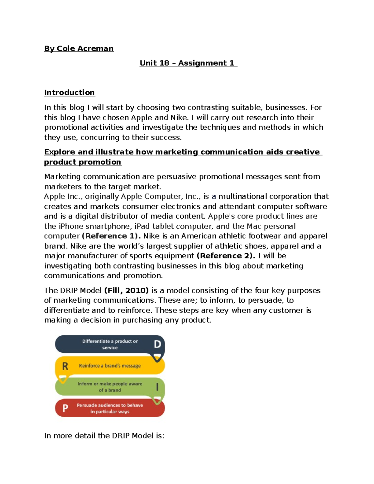Unit 18 – Assignment 1: Marketing Communication of Apple vs Nike - Studocu