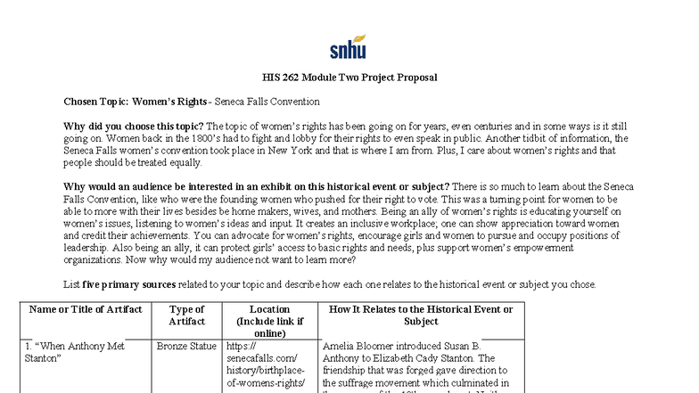 His 262 Module Two Project Proposal 7 14 - HIS 262 Module Two Project ...