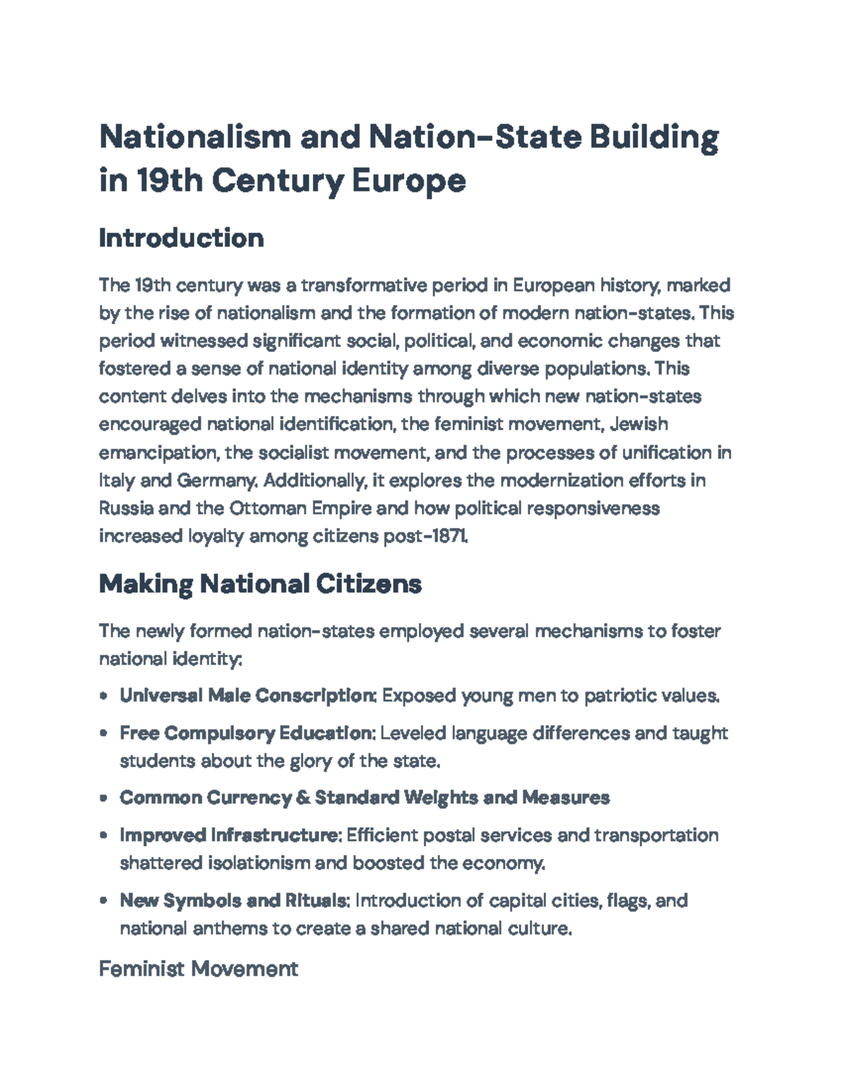 Nationalism and Nation-State Building in 19th Century Europe ...