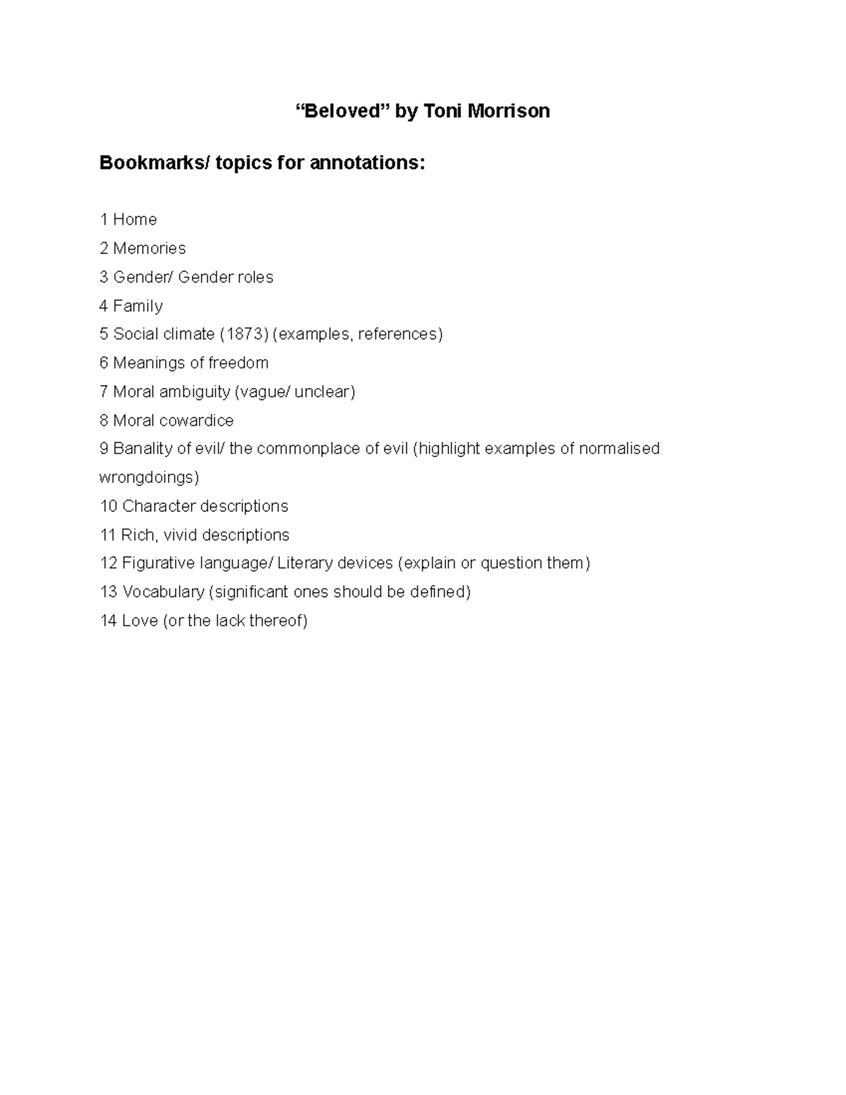 Annotation Bookmarks - “Beloved” by Toni Morrison - “Beloved” by Toni ...