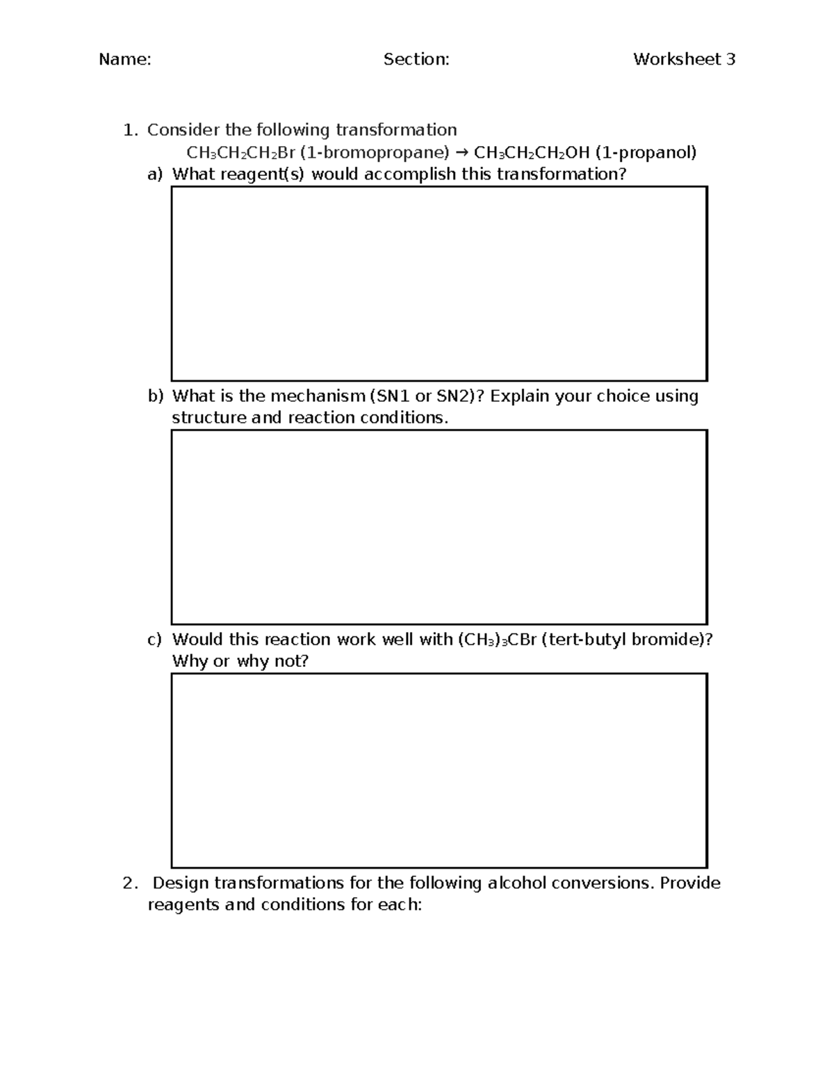 Chemistry 101: Worksheet 3 - Organic Transformations & Mechanisms - Studocu