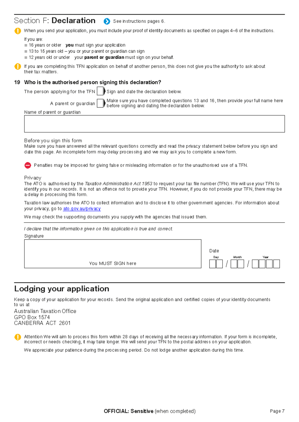 TFN Application (Individual) - Signing Page Instructions - Studocu
