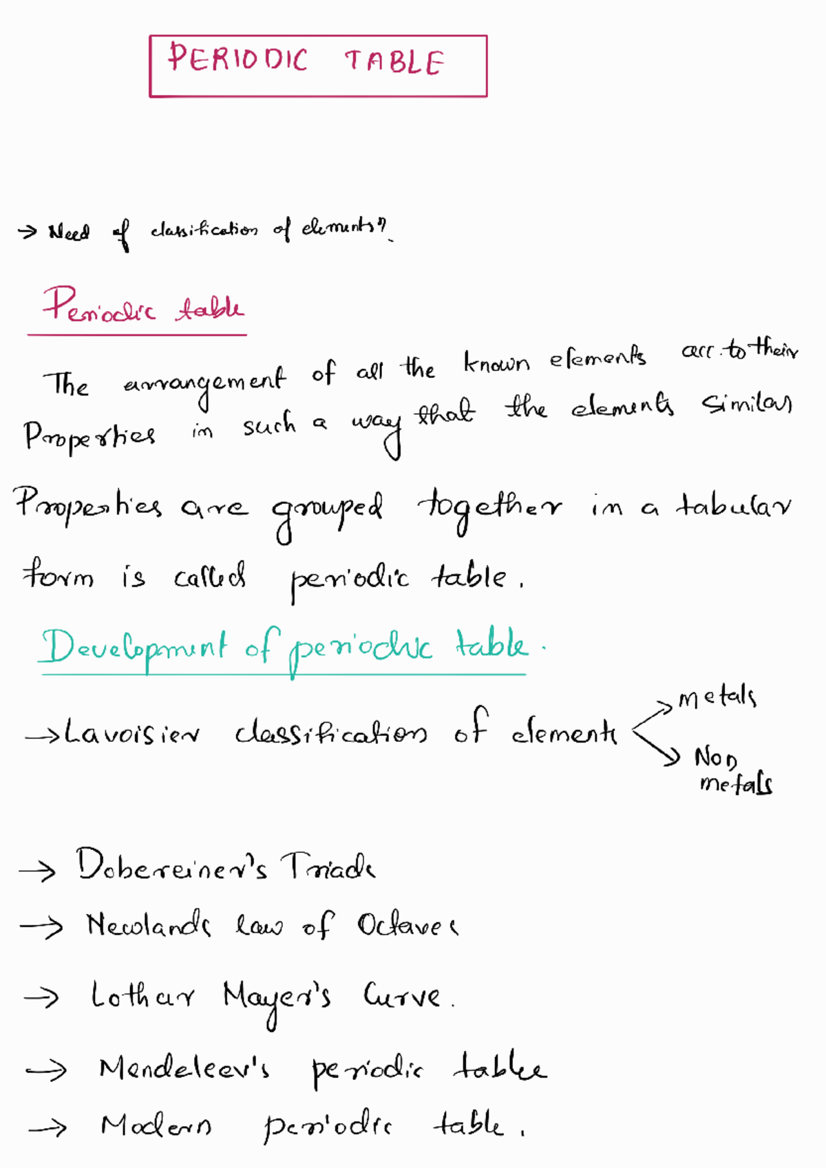 Periodic Table Classification: Notes for CHEM 101 - Studocu