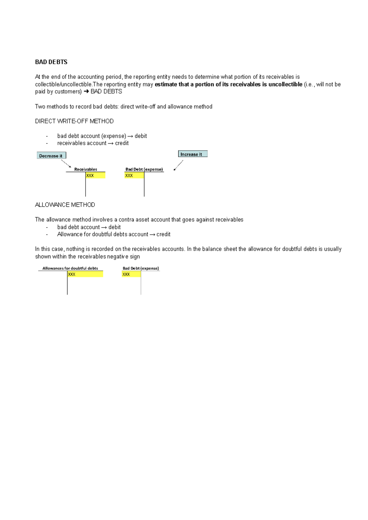 International Accounting: Bad Debts & Financial Statements (5-7) - Studocu