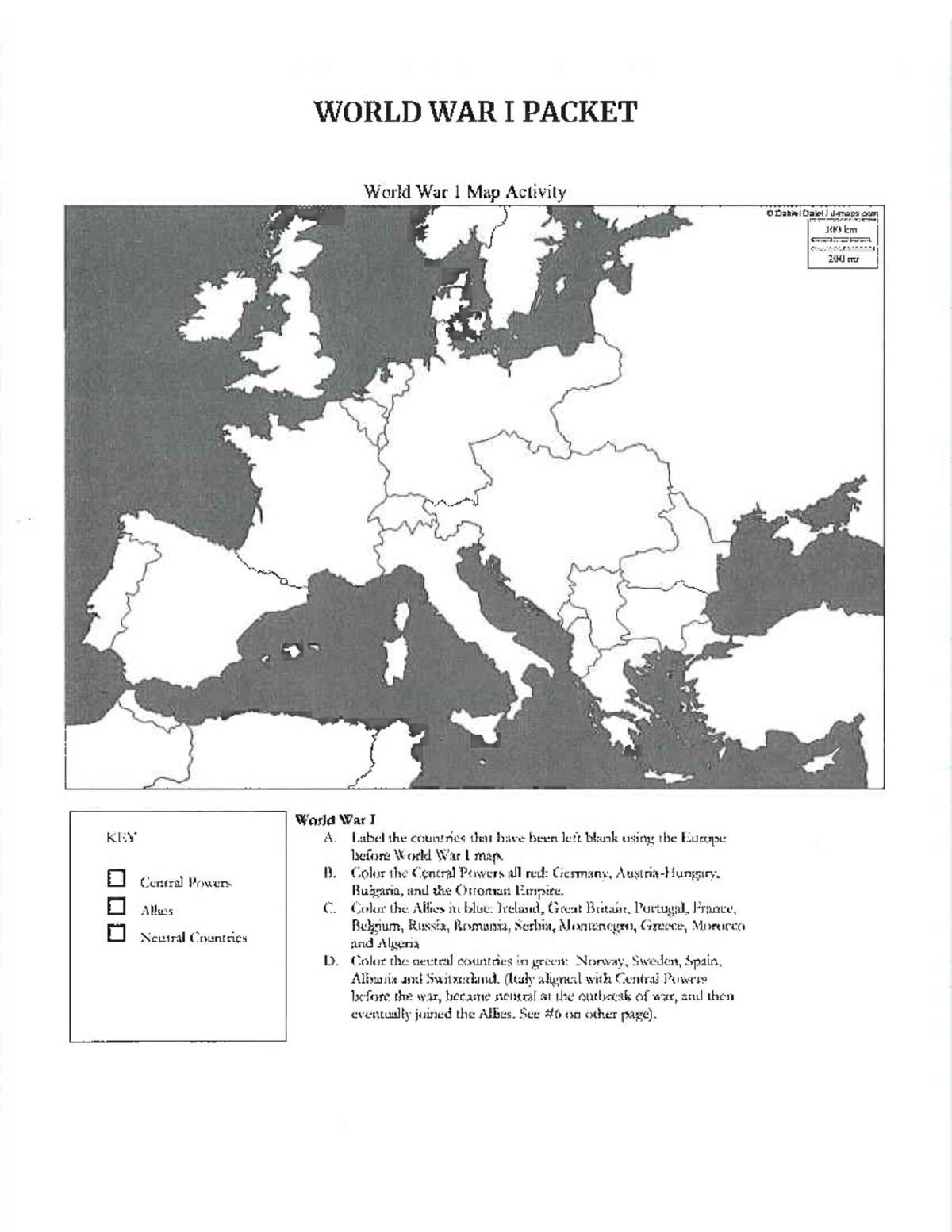 WWI Packet: Map Activities and Treaty of Versailles Overview - Studocu