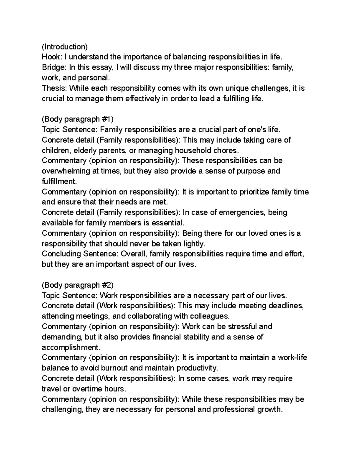 Activity 10.3.1 - Responsibility Essay Structured Outline - Studocu