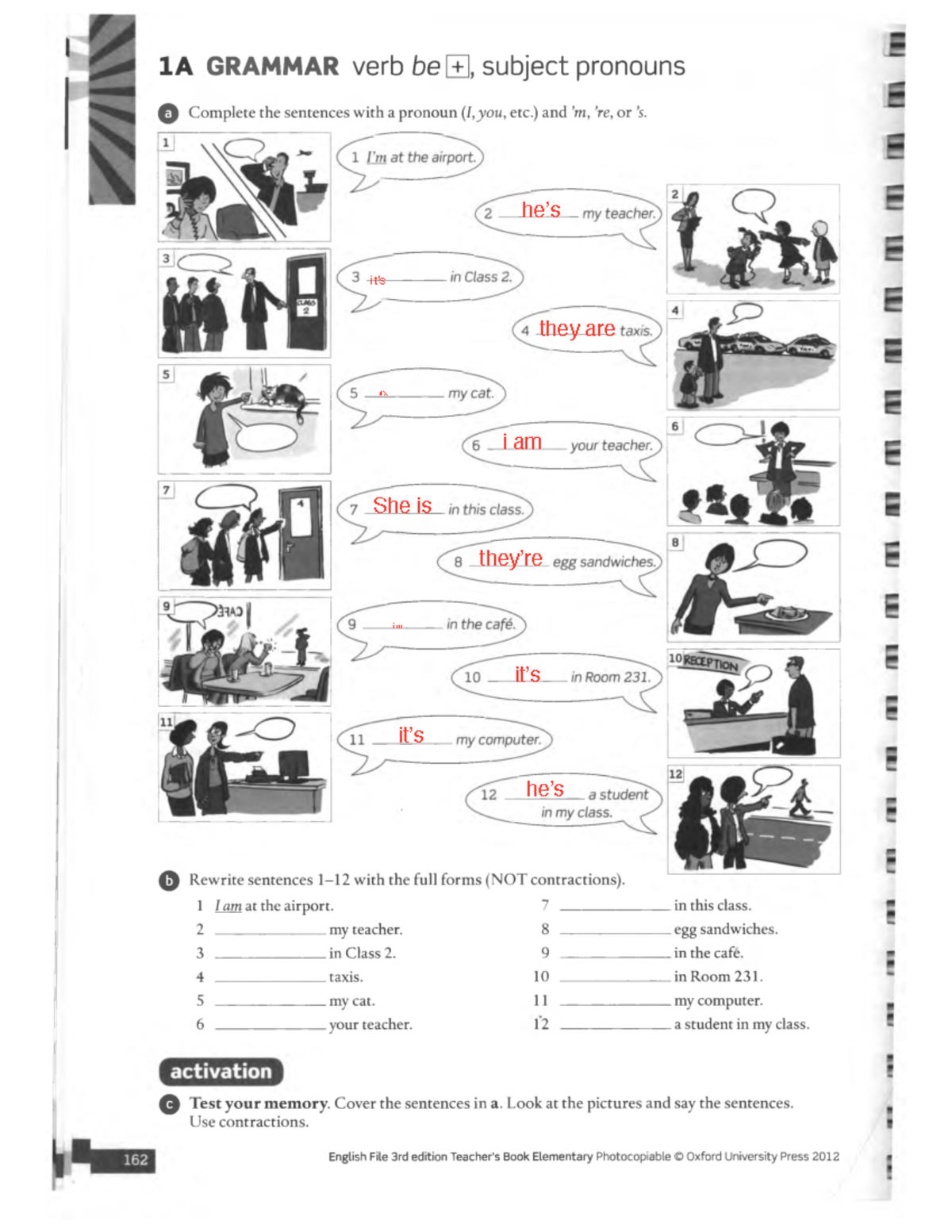 Homework subject pronouns and verb to be - 1 GRAMMAR verb b e 0 ...