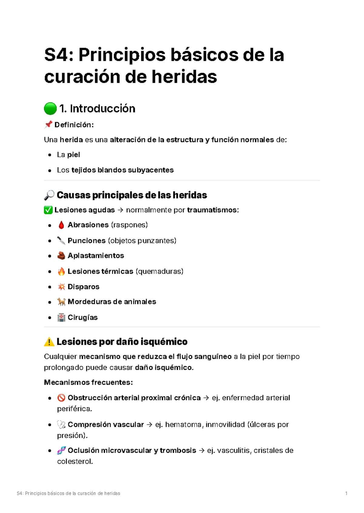 S4: Principios Básicos de la Curación de Heridas - Resumen y ...