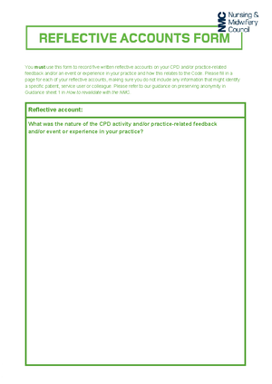 [Solved] Reflection on prioritising people NMC Code in mental health ...