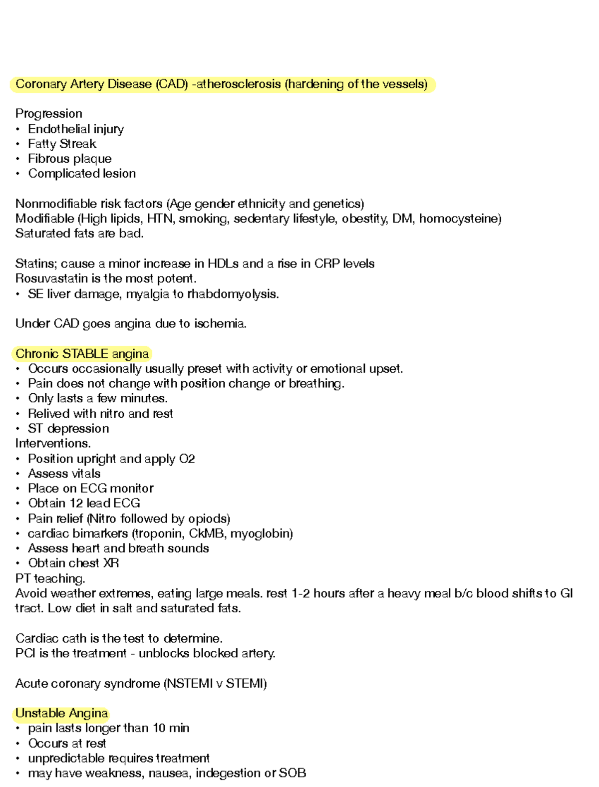 Coronary Artery Disease (CAD) & Acute Management - Exam Review [3819 ...